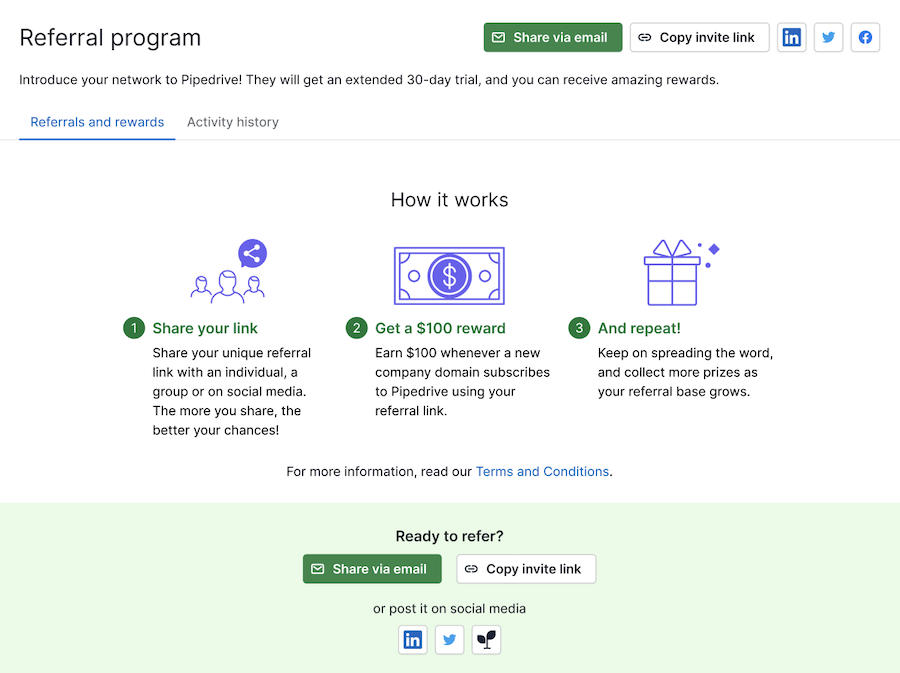 Pipedrive's referral program - Knowledge Base | Pipedrive